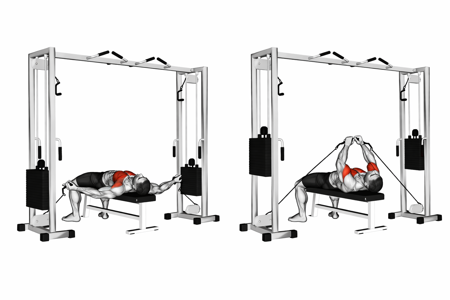 Cable Lying Fly | Chest Exercise Animations