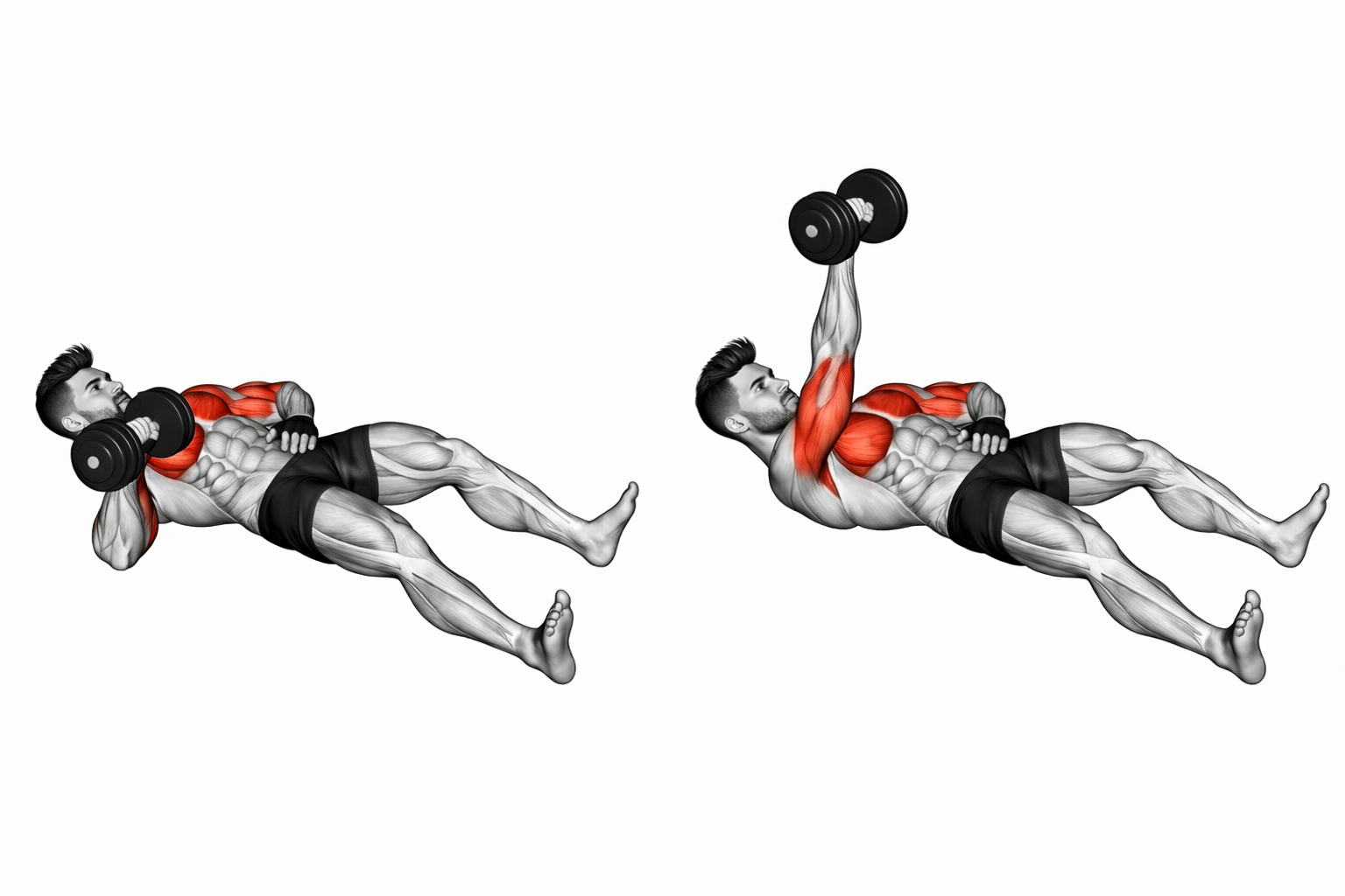 Dumbbell Alternating Floor Press | Chest Exercise Animations