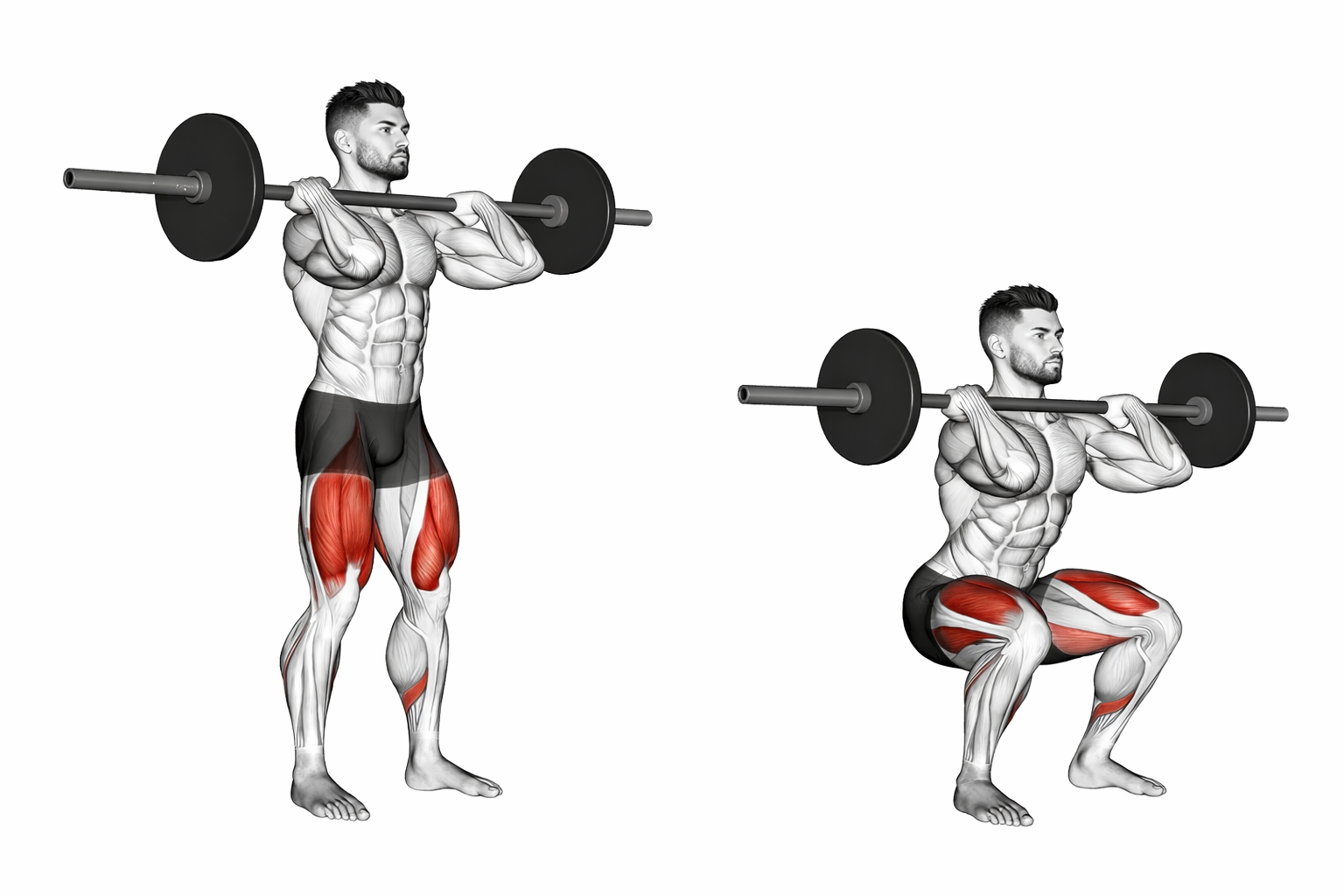 Barbell Front Squat | Quad Strength Exercise Animation