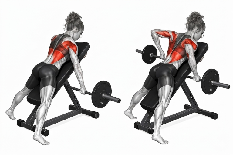 Barbell Incline Row | Upper Back Exercise Animation